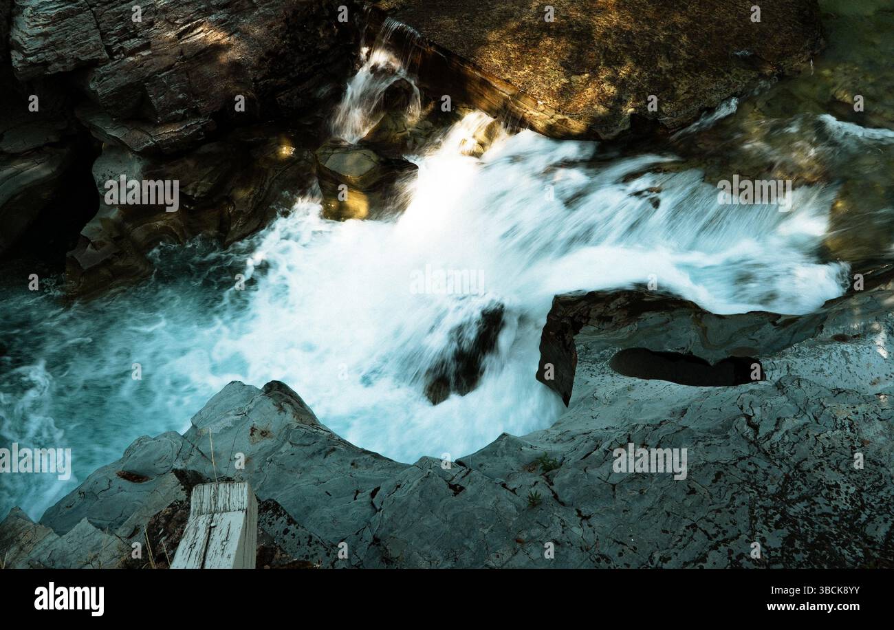 Long Exposure Waterfall Glacier National Park Stock Photo - Alamy
