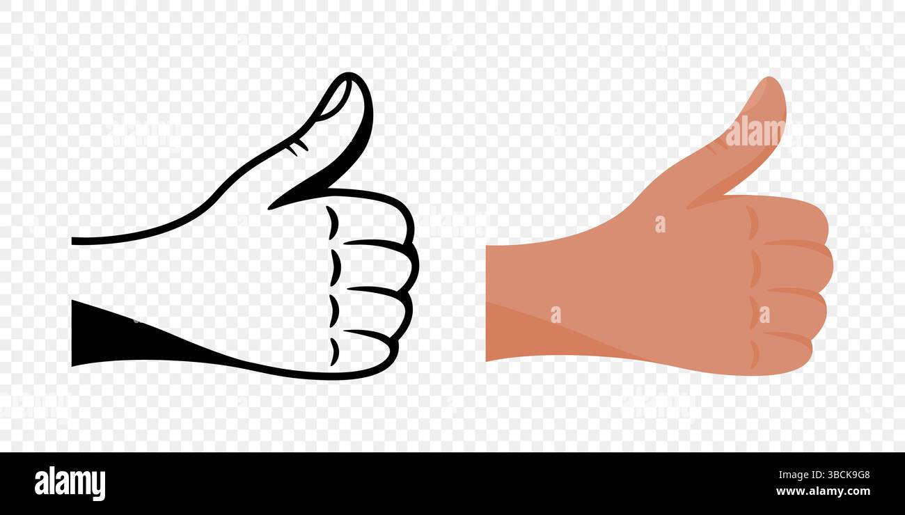 Thumbs Up Vector Set. Positive Thumbs Up Vector Illustration with ...