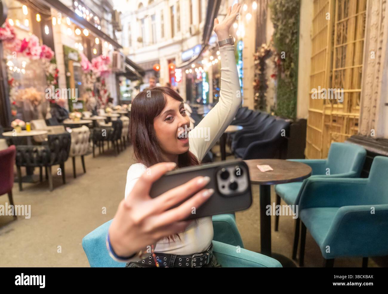 Female influencer making video hi-res stock photography and images - Alamy