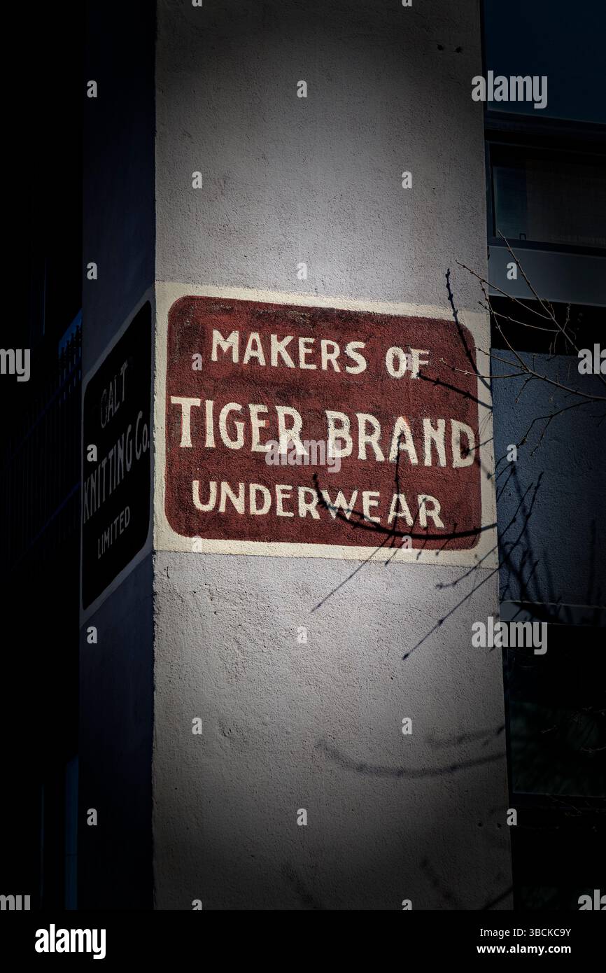 Historic sign of the former Tiger Brand Knitting Company in Cambridge ...