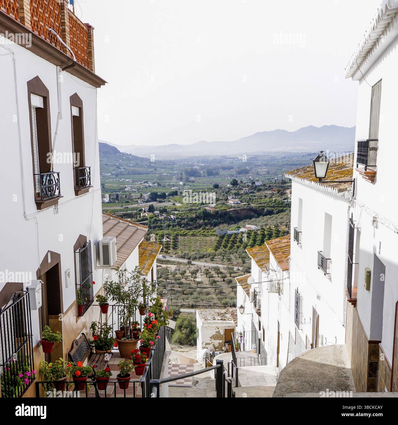 Alora, Spain - 24 February, 2022: narrow hillside street in the ...