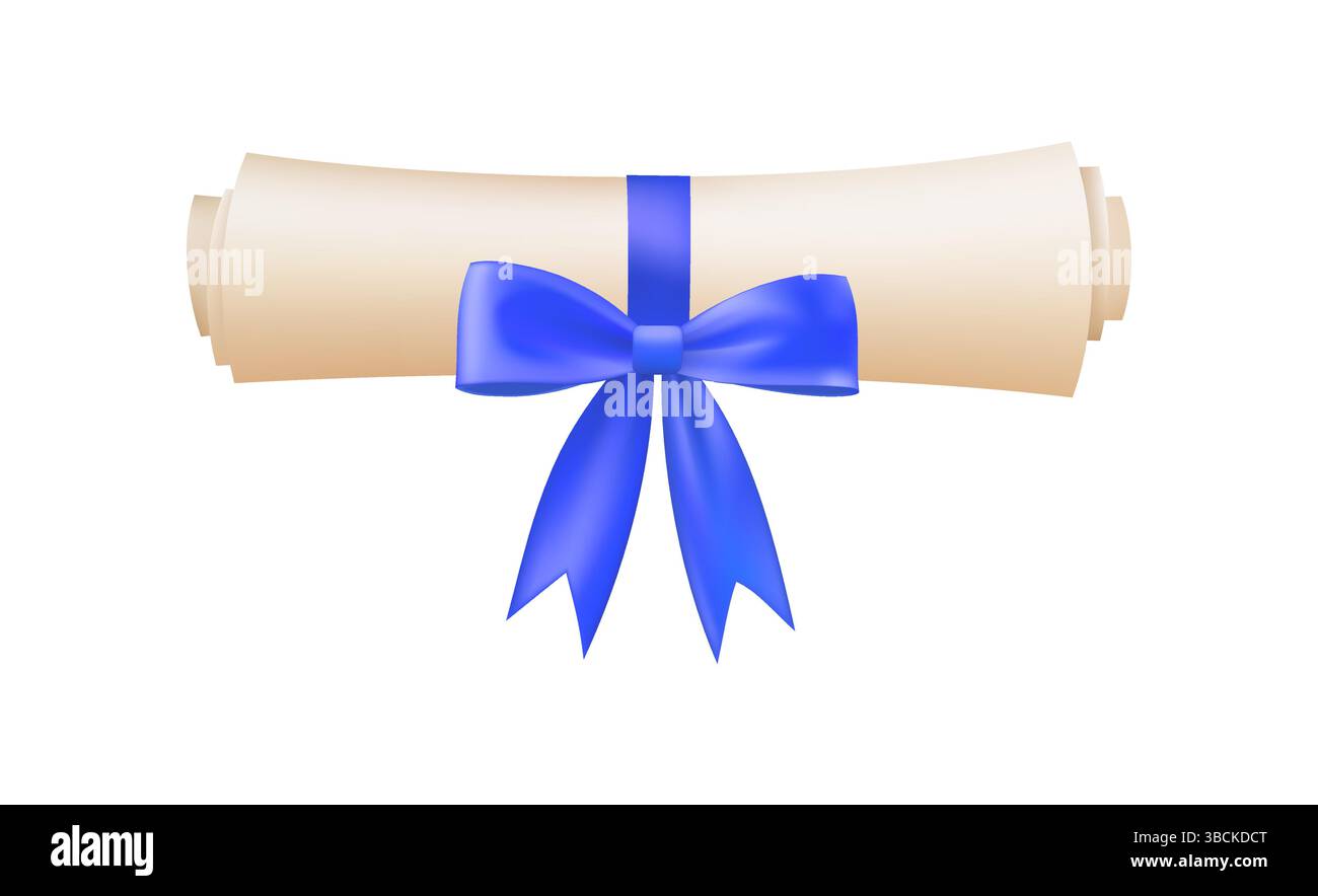 3d diploma scroll icon. Roll paper with red bow Stock Vector Image ...