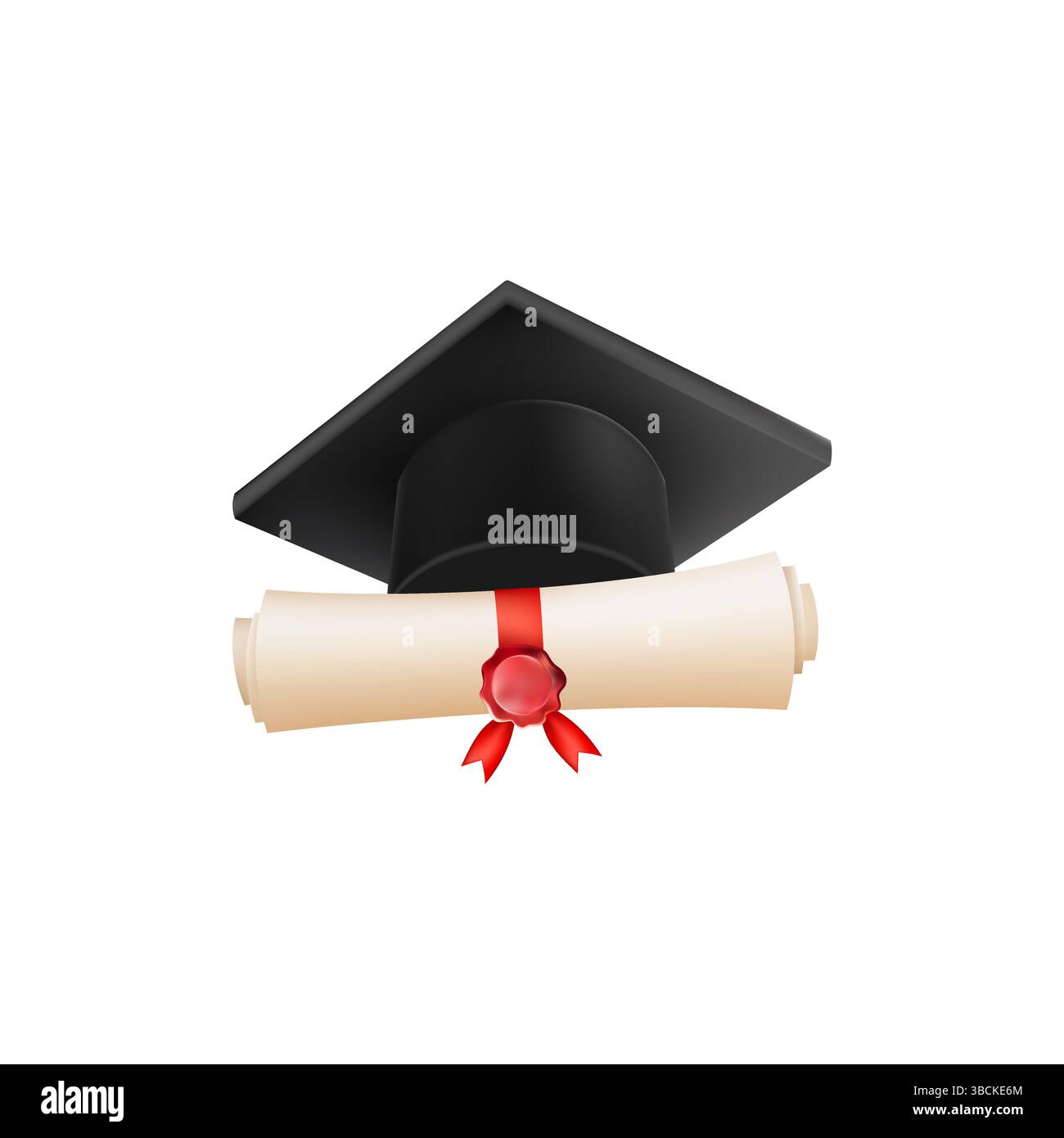 3d diploma scroll with graduate hat. Vintage roll paper Stock Vector ...
