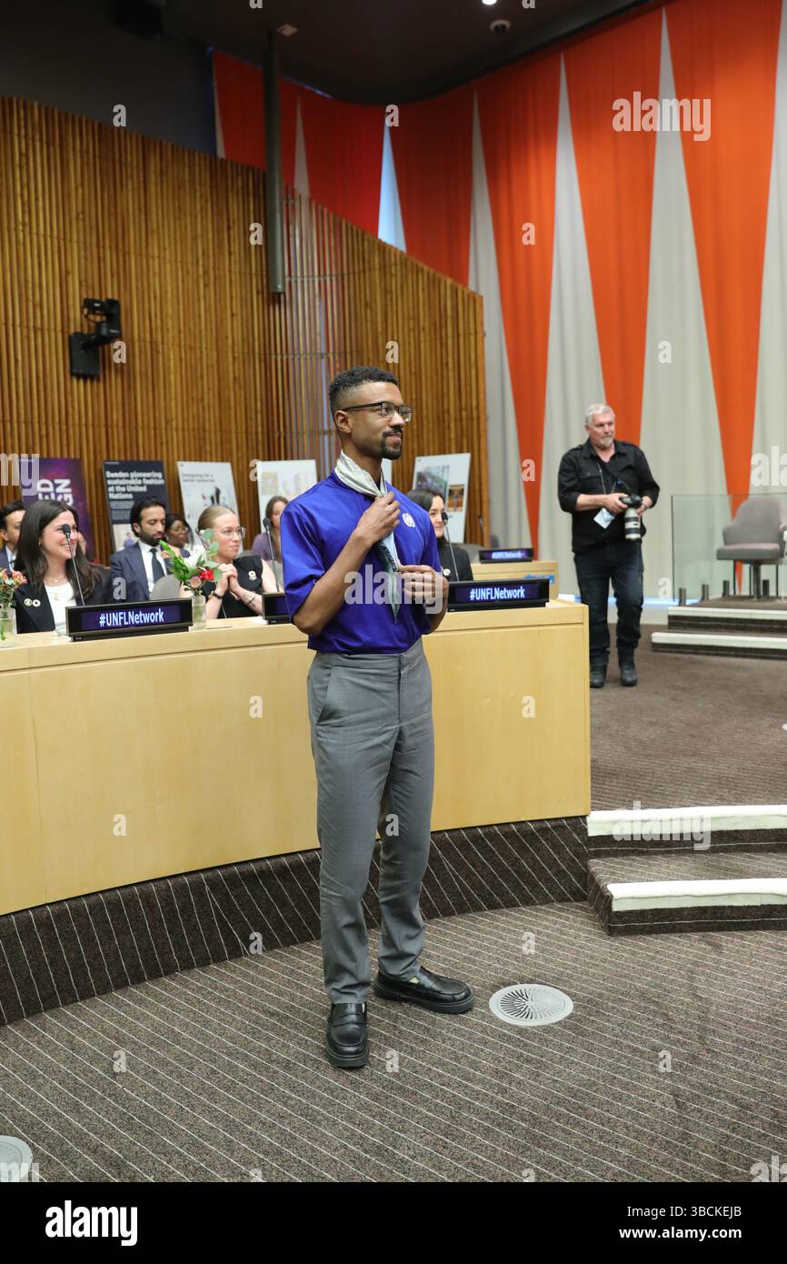 New York, NY - May 19, 2025: UN Tour Guides Uniform models. Global ...