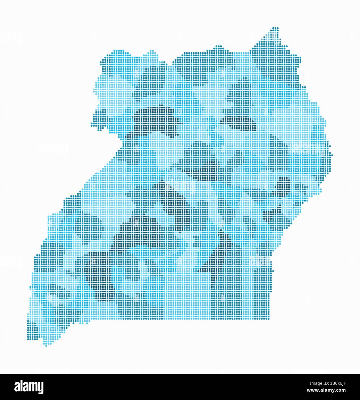 Uganda dotted map. Digital style map of the country on a white ...