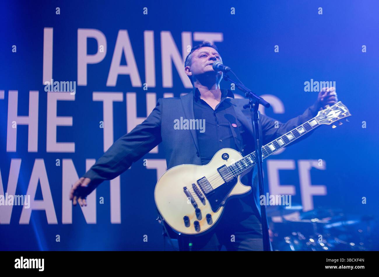Lead singer with the welsh pop band manic street preachers hi-res stock ...