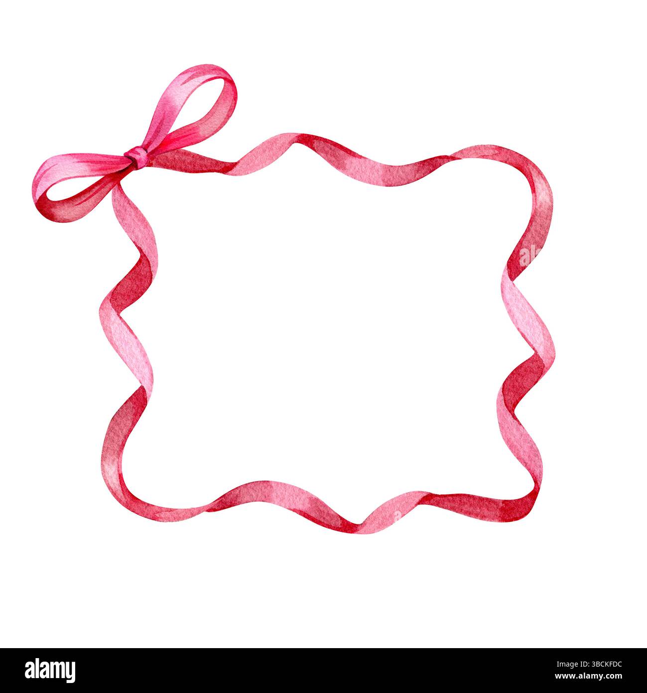 Coquette Pink Ribbon bow Frame Watercolor Preppy Retro Grandmillennial ...