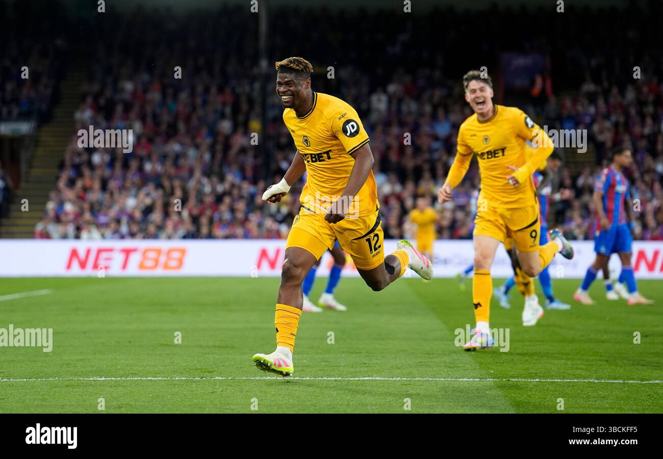 Wolverhampton Wanderers' Emmanuel Agbadou celebrates scoring their side ...