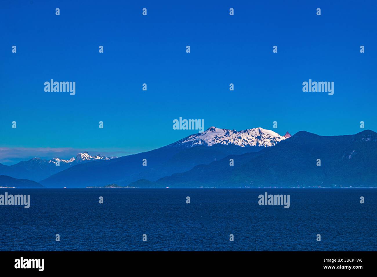 Torrecillas Mountain (left) and Yate Volcano as seen from Reloncavi ...