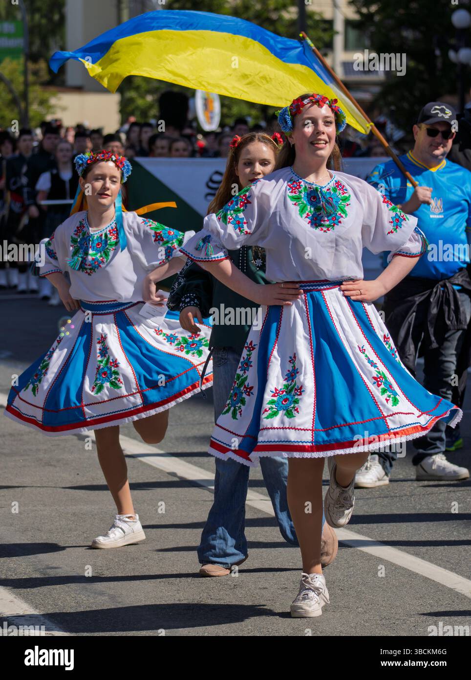 A dancer in traditional Ukrainian dress at the Victoria Day Parade on ...