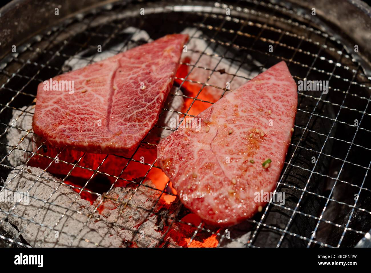 Delicious A5 wagyu beef cooked in the traditional Japanese yakiniku ...