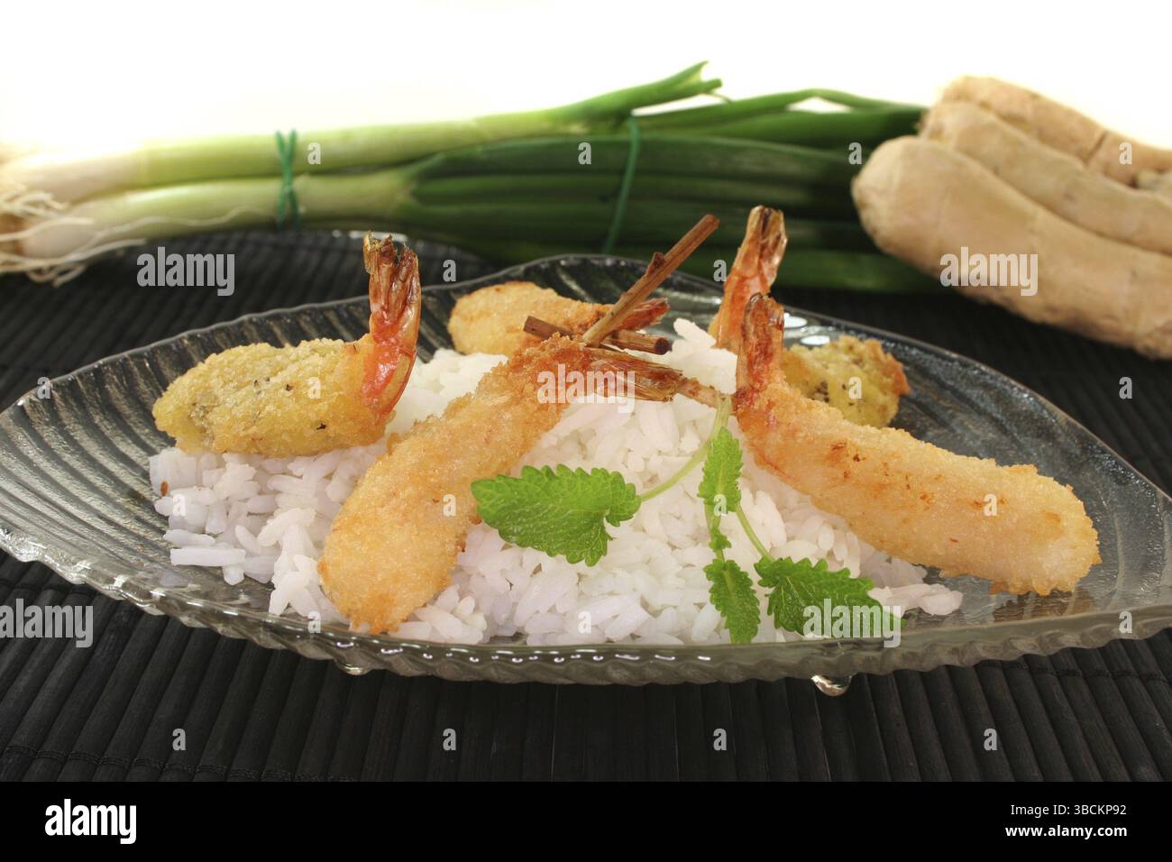 Thai prawn specialities wrapped in filo pastry with surimi, prawns and ...