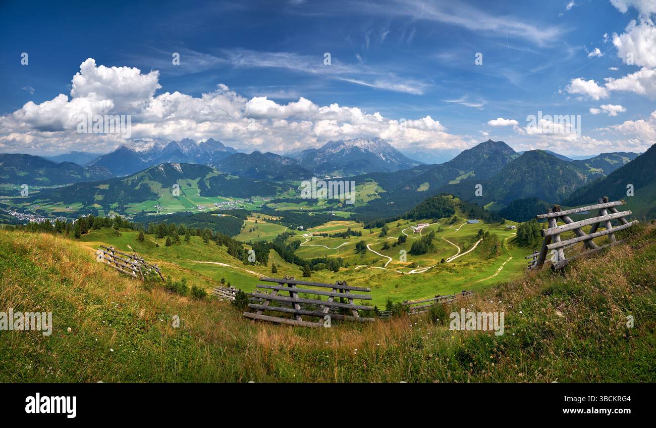A beautiful summer day in the Wilder Kaiser massif. An idyllic ...