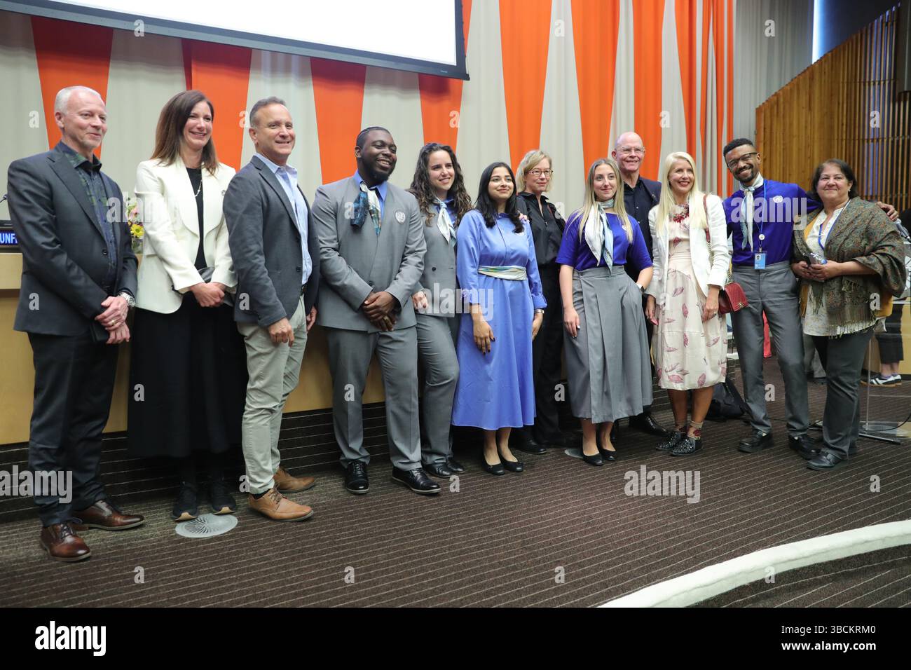 New York, NY - May 19, 2025: UN Tour Guides Uniform models. Global ...