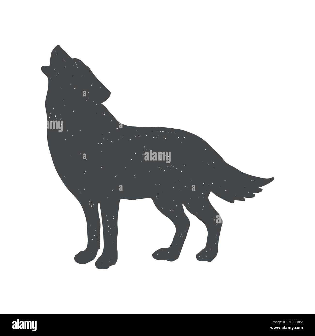 Logo, emblem of a howling wolf. Graphic illustration. Black and white ...