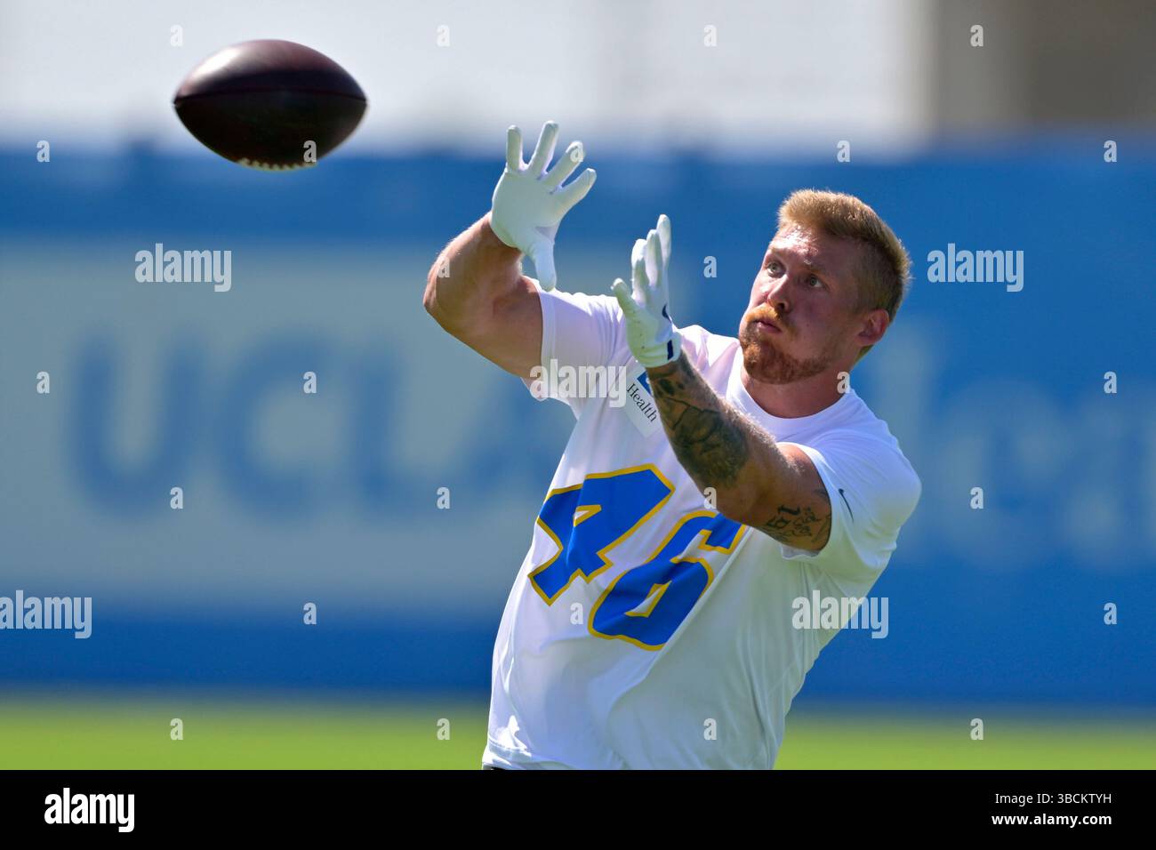 Los Angeles Chargers tight end McCallan Castles catches a pass during ...