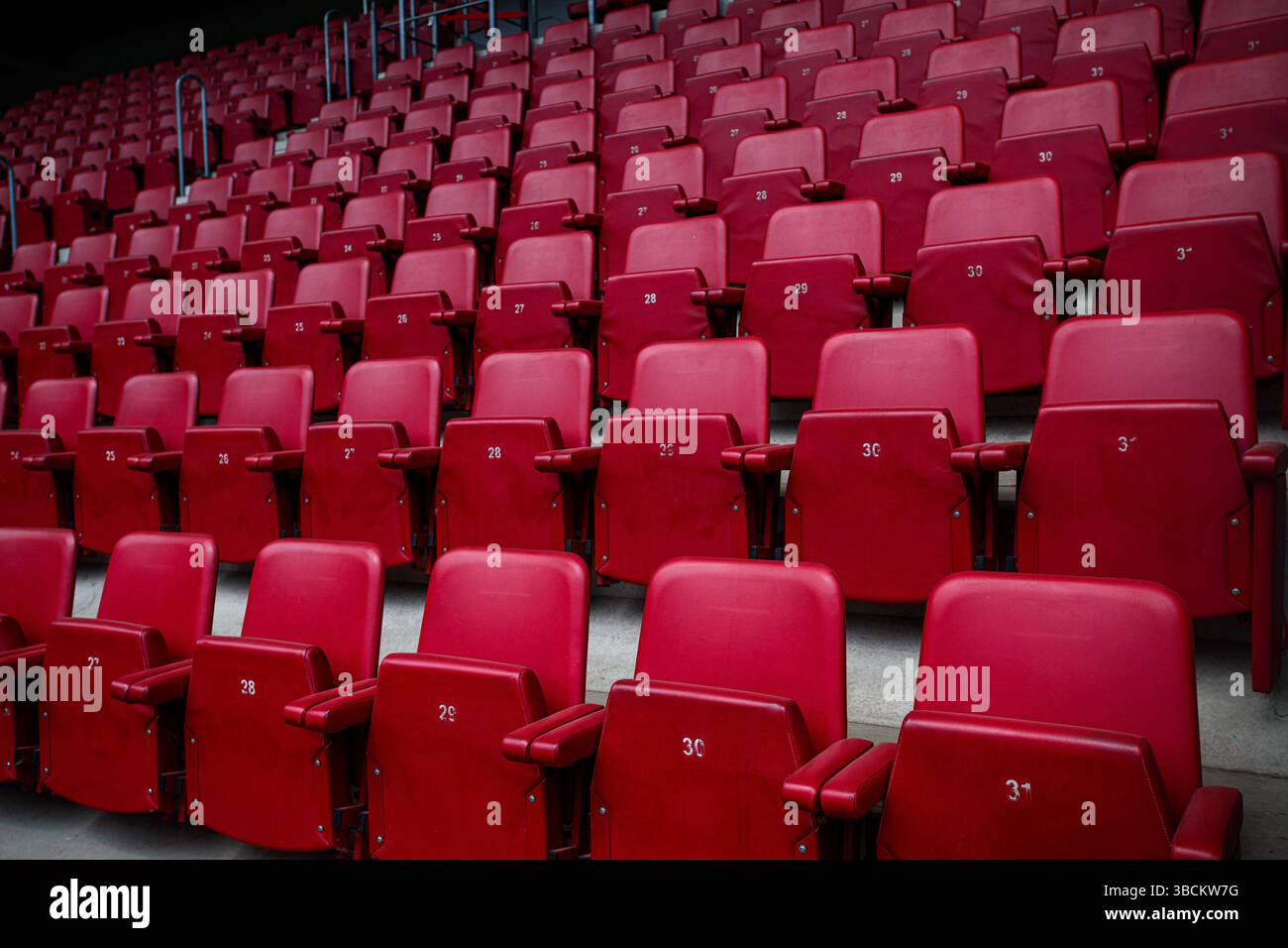 Football vip seats. Red seats in the stadium Stock Photo - Alamy