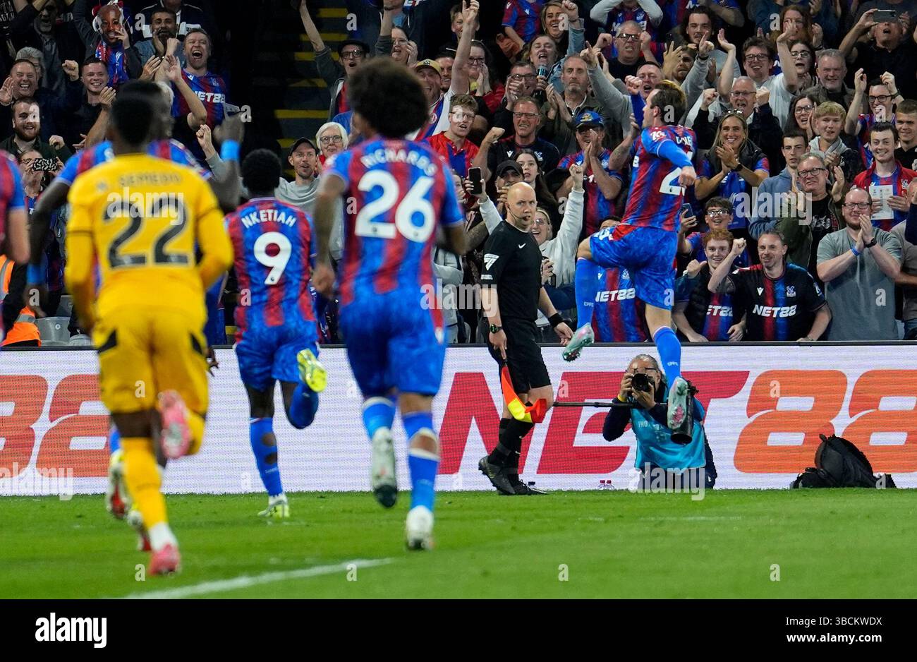 Crystal Palace's Ben Chilwell celebrates scoring their side's third ...