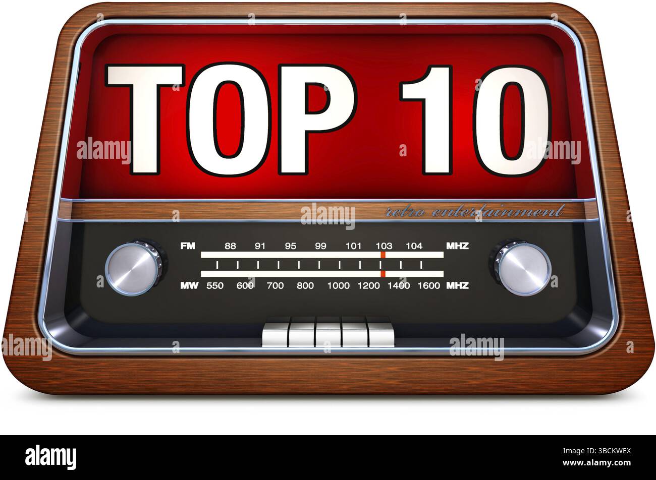 High resolution rendering of a radio with a top 10 icon Stock Photo - Alamy