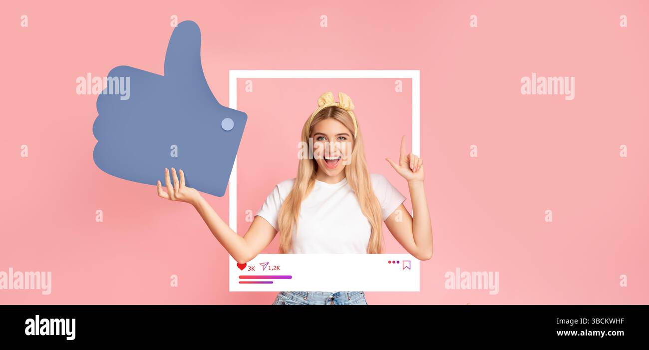 Social media influencer celebrating engagement with positive vibes and ...