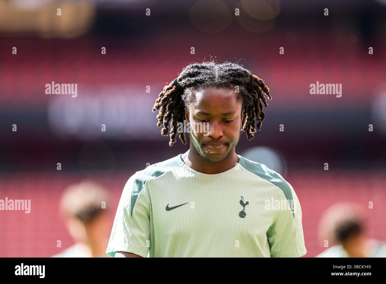 Bilbao, Spain. 20th, May 2025. Damola Ajayi of Tottenham Hotspur seen ...