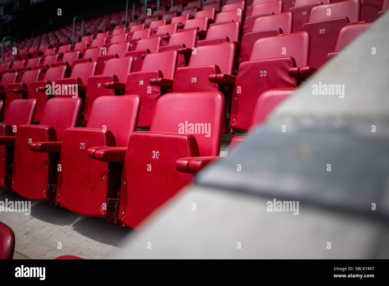 Football vip seats. Red seats in the stadium Stock Photo - Alamy