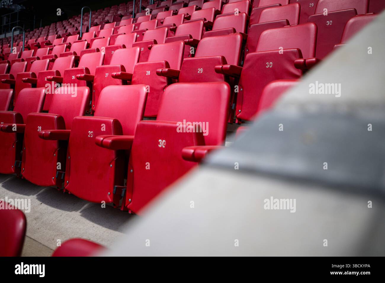 Football vip seats. Red seats in the stadium Stock Photo - Alamy