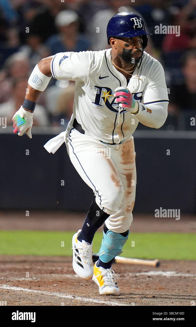 Tampa Bay Rays' Yandy Díaz doubles off Houston Astros pitcher Colton ...