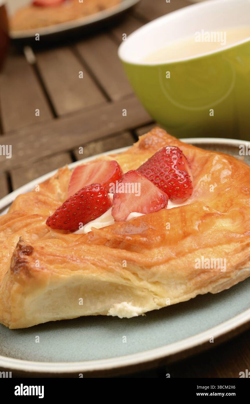 Breakfast fresh strawberries croissant hi-res stock photography and ...