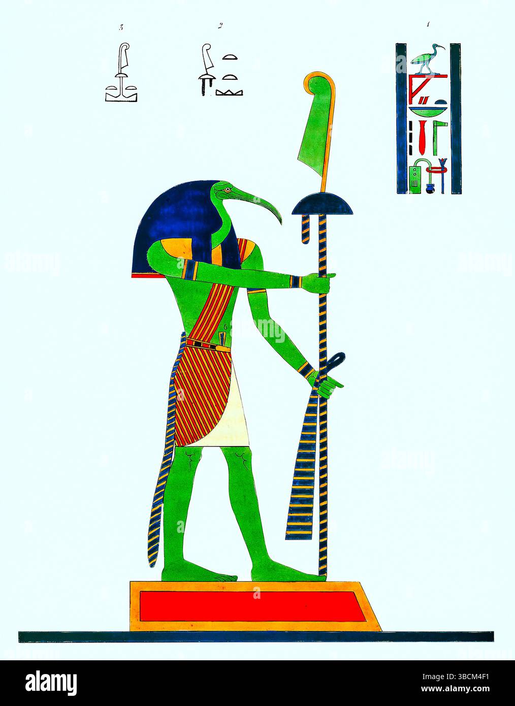 Detailed 19th-century illustration of Thoth, Egyptian god of wisdom and ...