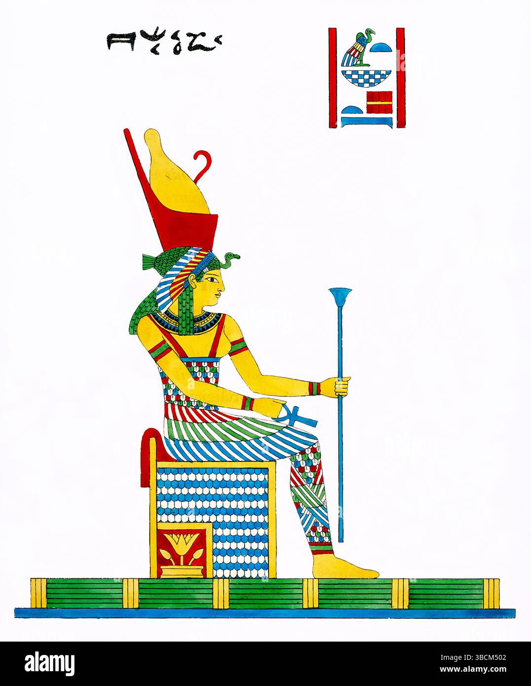 Detailed 19th-century illustration of Neith, Egyptian goddess of war ...