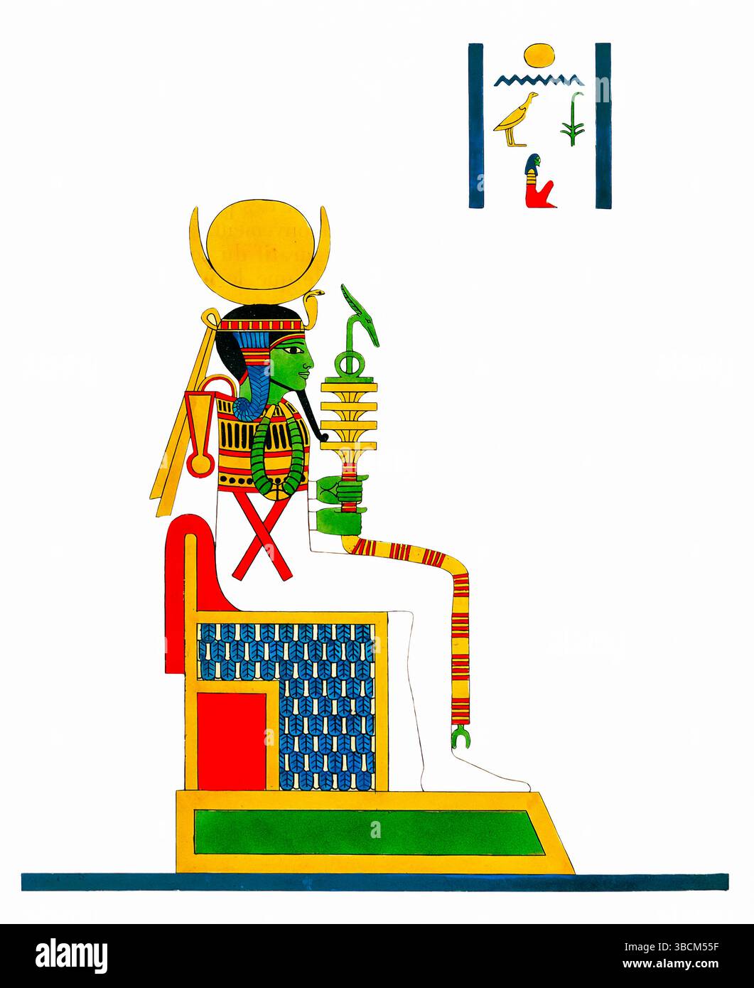 Illustration of Khonsu, Egyptian lunar god, from Pantheon Egyptien by ...