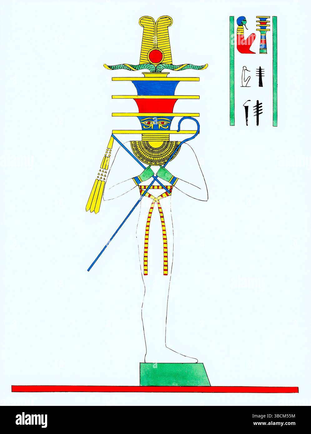 19th-century detailed illustration of Ptah, Egyptian creator god, from ...
