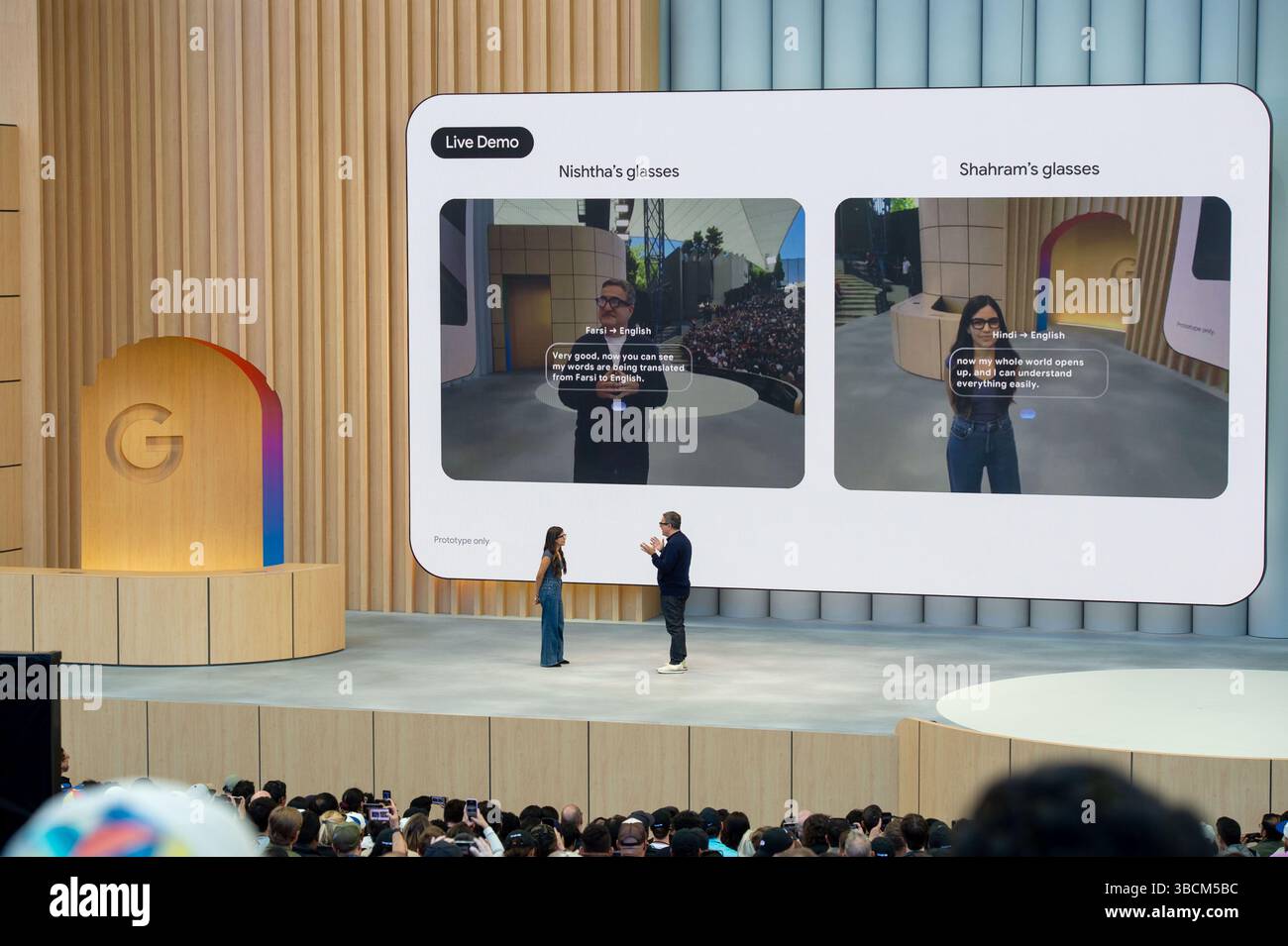 Mountain View, USA. 20th May, 2025. Demonstration of prototypes of glasses that can display ...