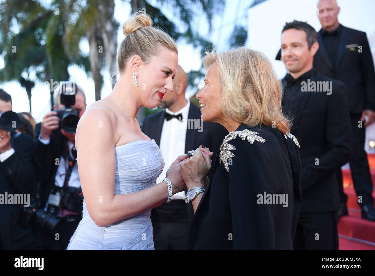 Cannes, France. 20th May, 2025. Scarlett Johansson and Iris Knobloch ...