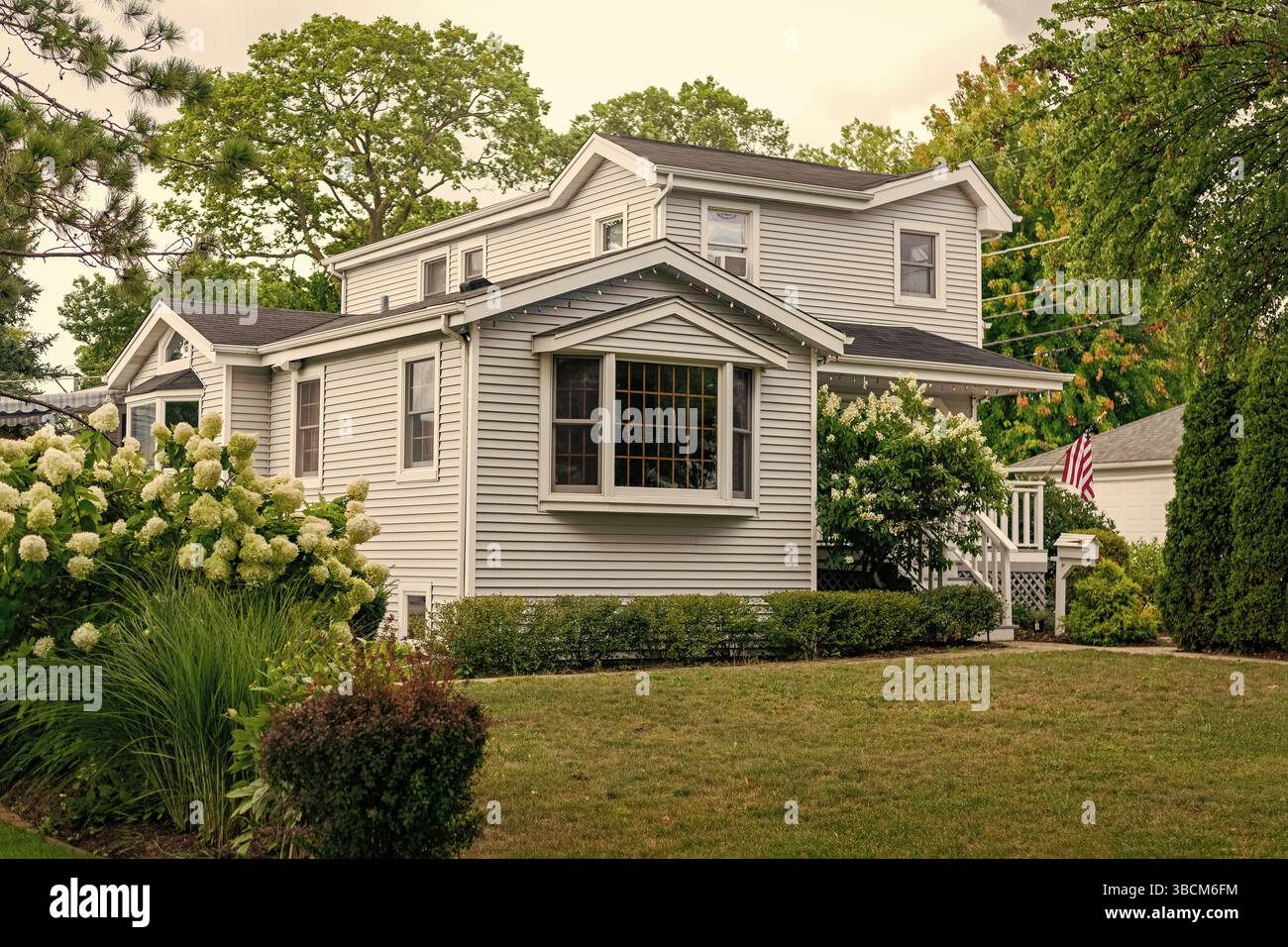 Residential suburban house. Suburban home in private residential ...
