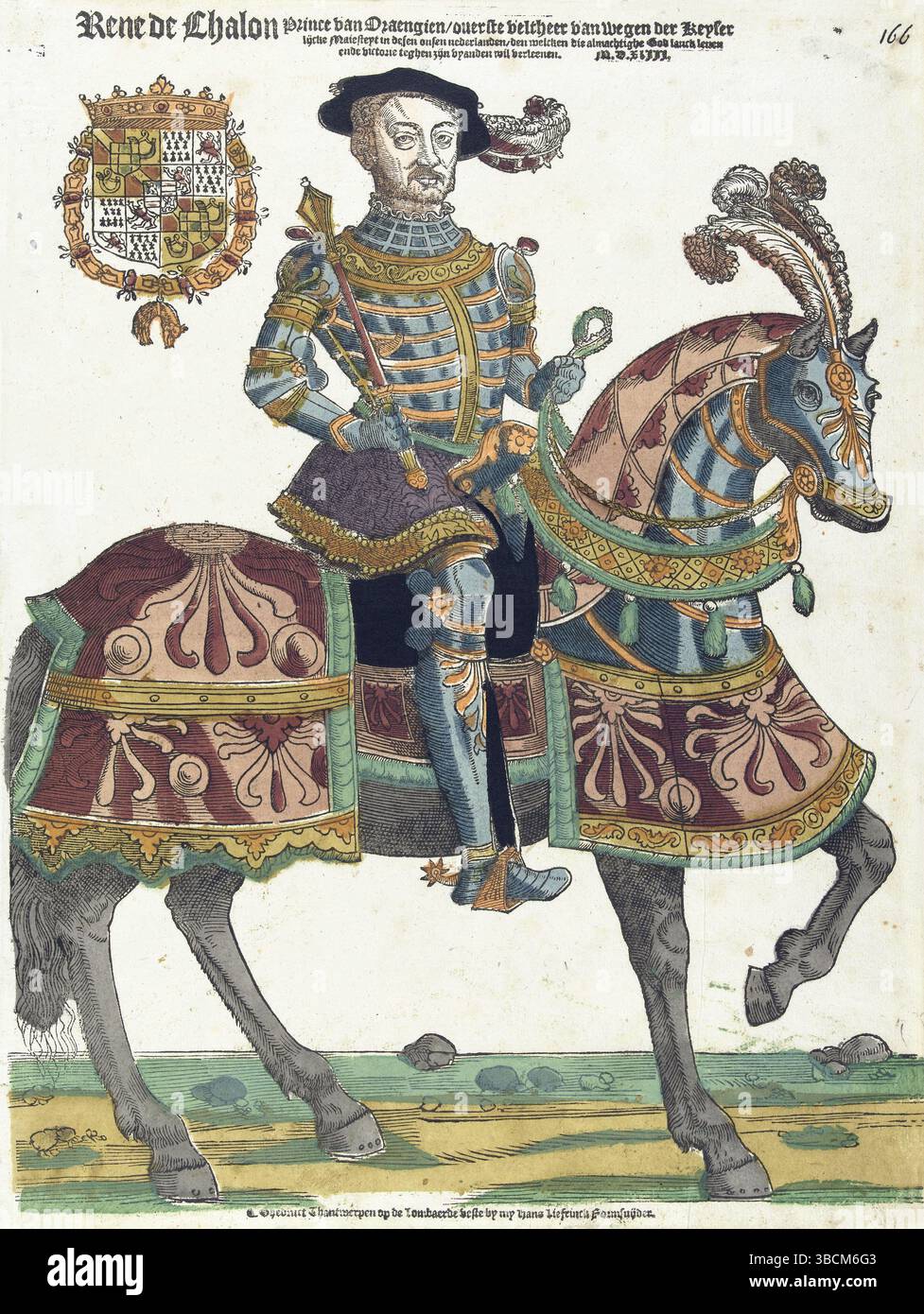 Portrait of Rene de Chalon Prince of Orange on horseback by Hans ...