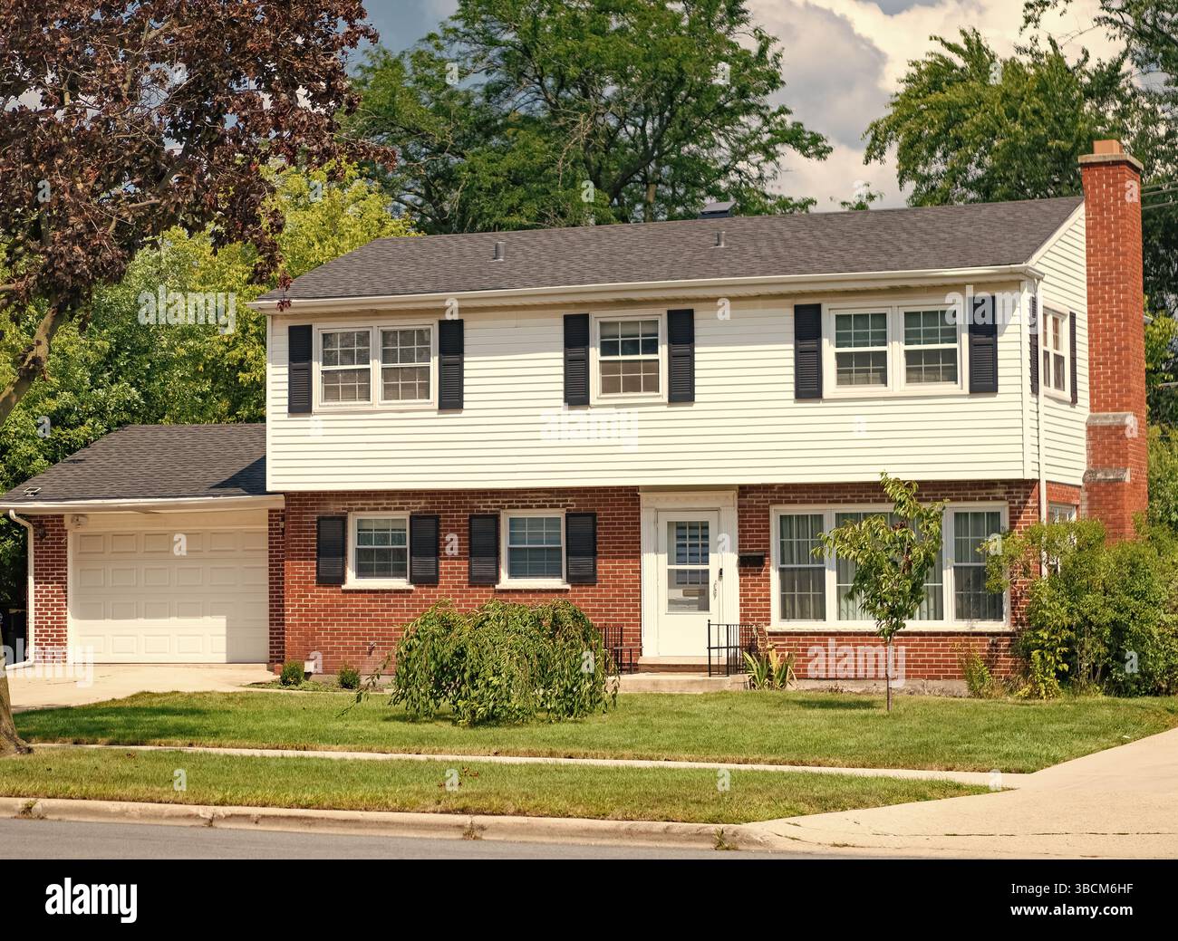 Suburb exterior with private housing. Suburban neighborhood. Private ...