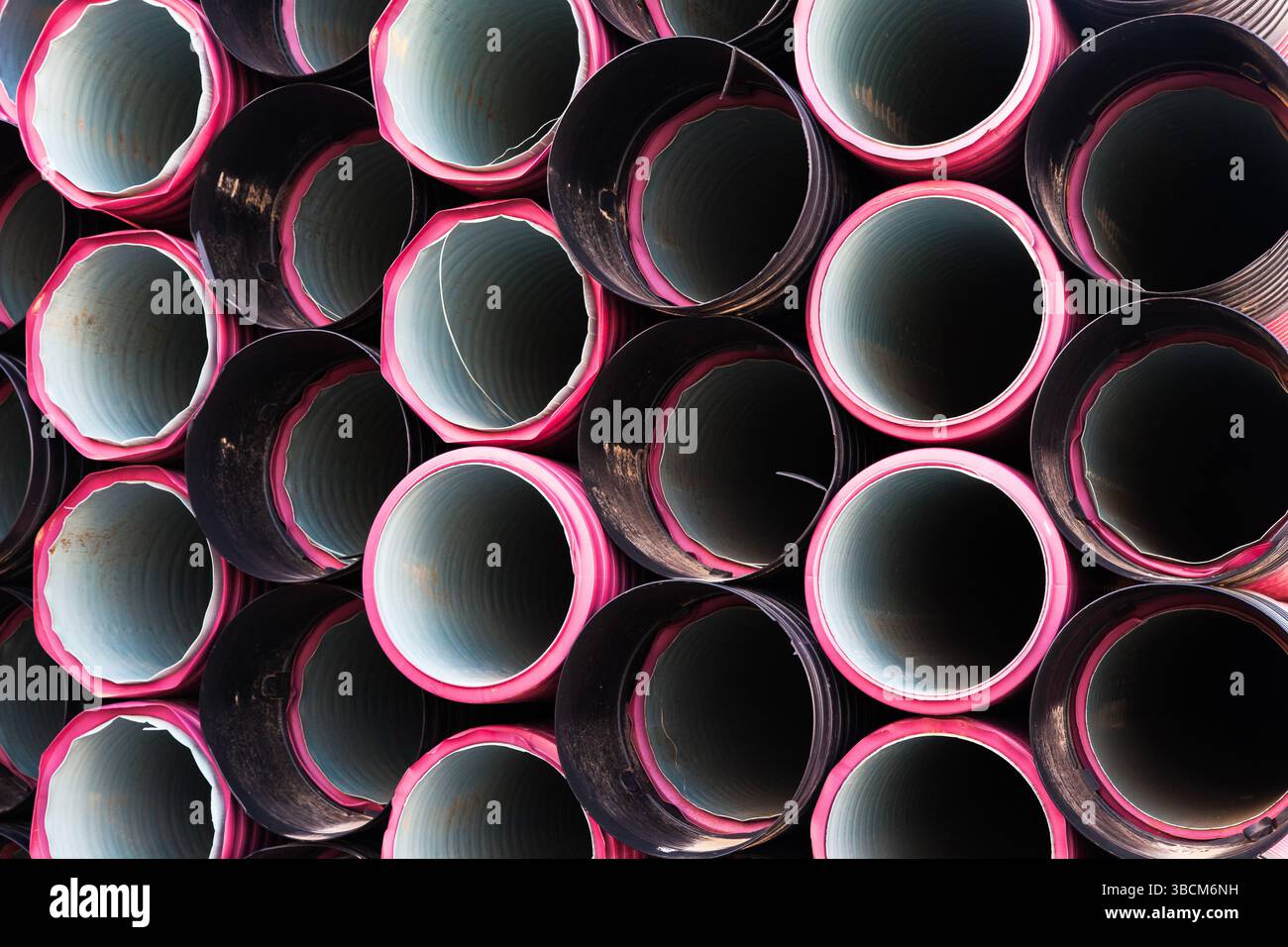 The ends of the plastic pipes. A bundle of plastic pipes end view Stock ...