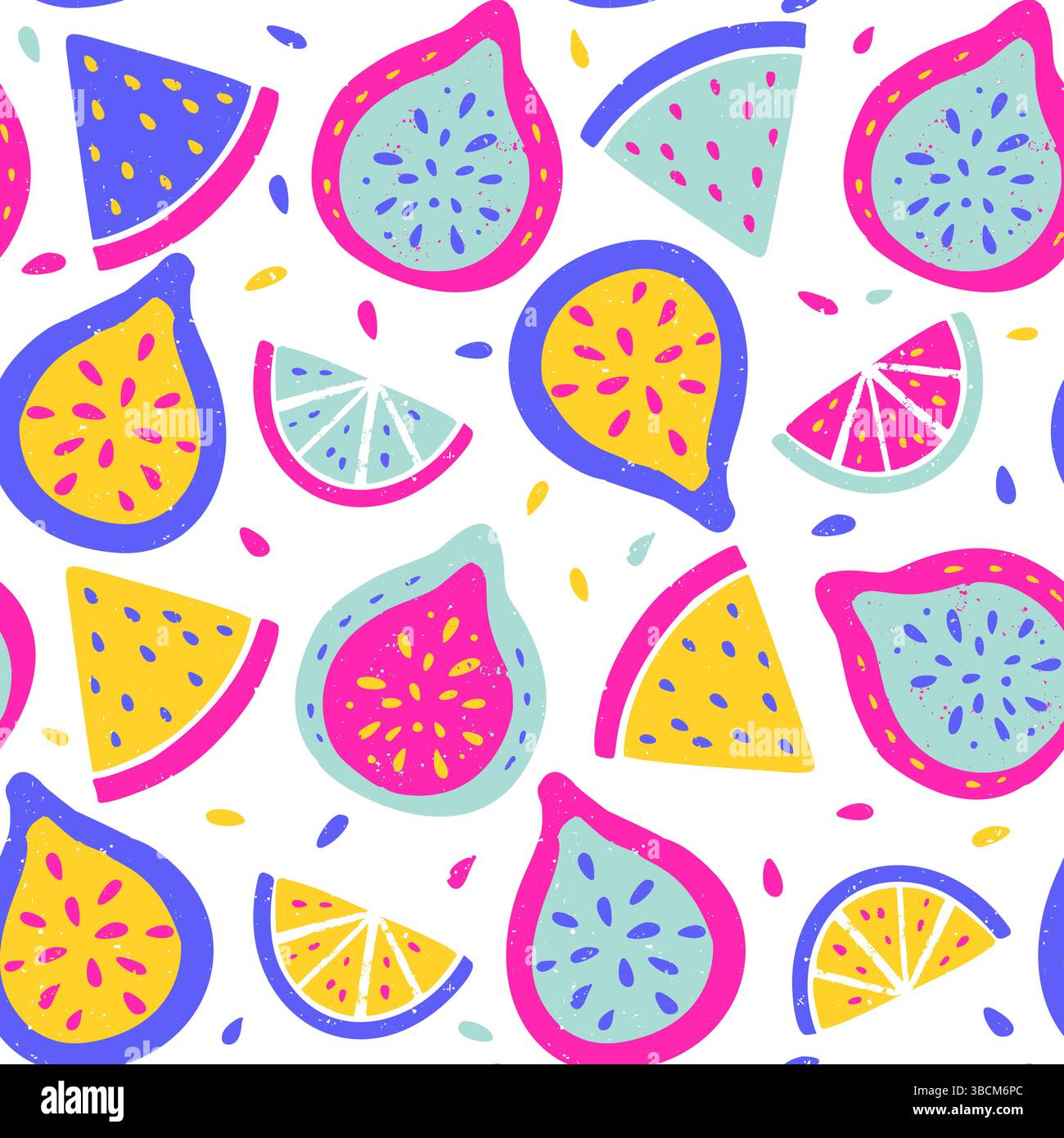 Tropical Exotic Fig Lemon Citrus Fruit Pattern Crayon Bg Texture Summer ...