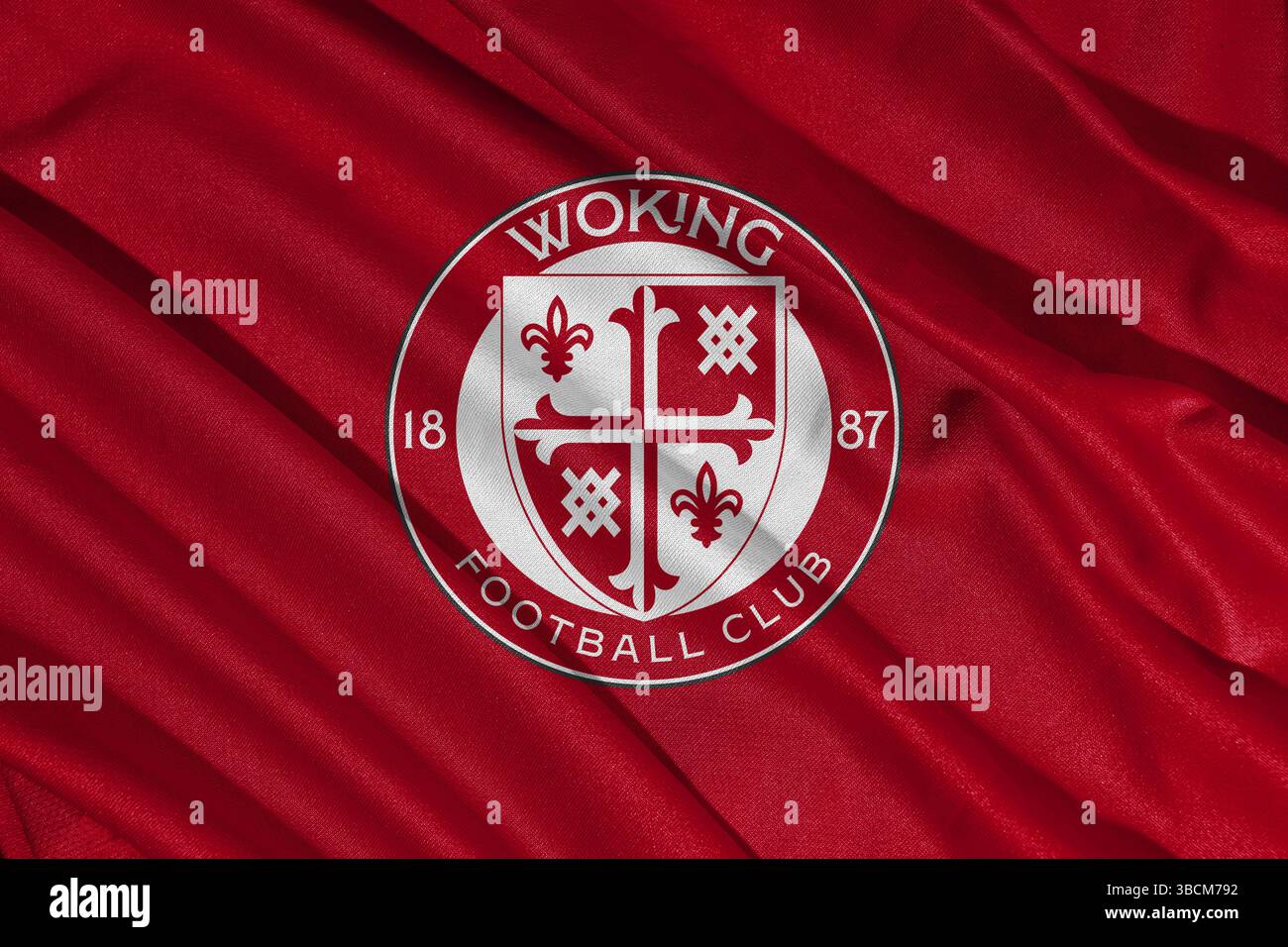 Pringsewu, Lampung; May 21, 2025; Logo Flag Waving Banner of Woking ...