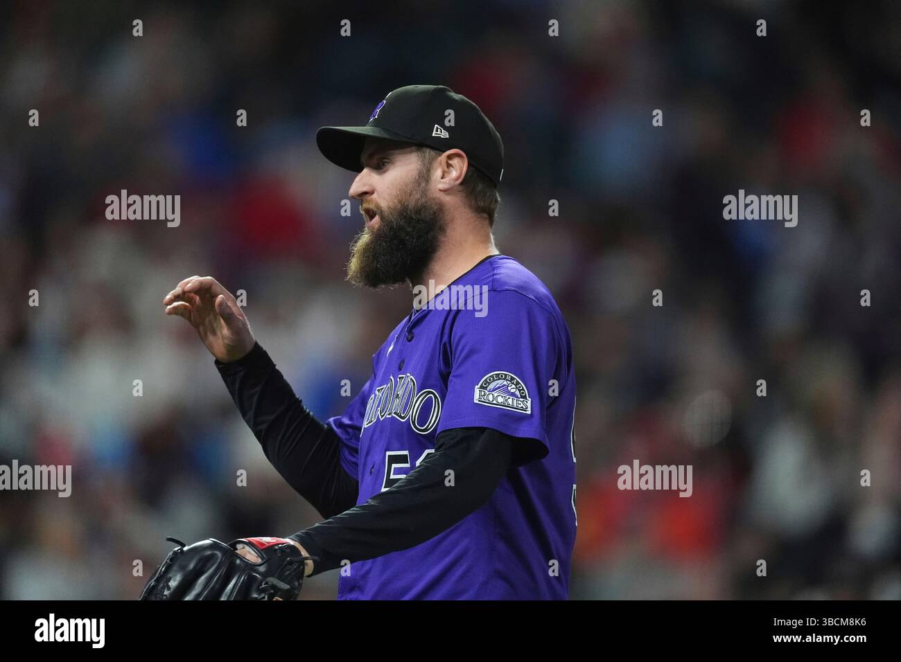 Colorado Rockies relief pitcher Jake Bird (59) in the seventh inning of ...