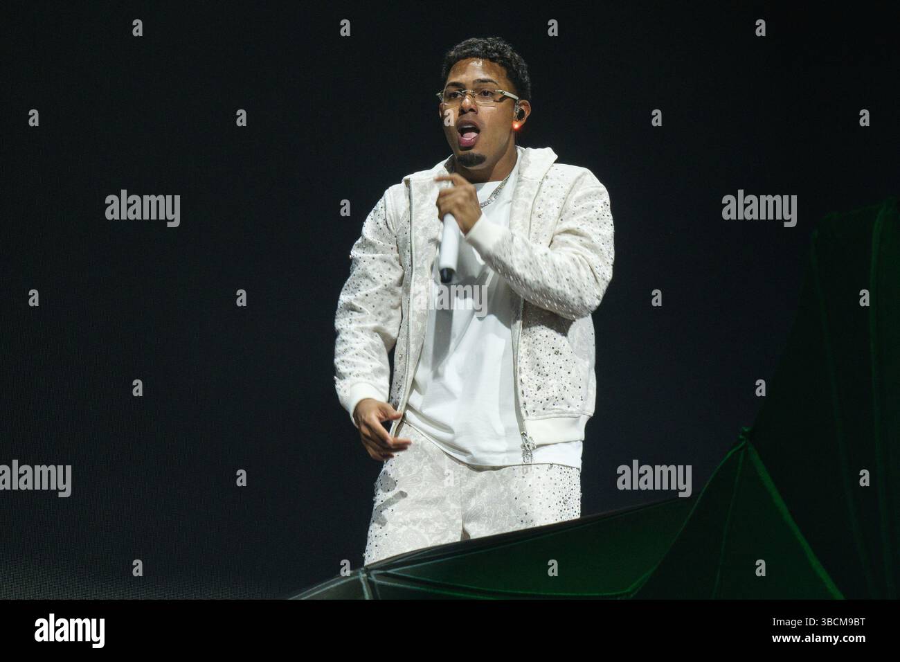 The singer Myke Towers, during his concert at the Movistar Arena, on 20 ...