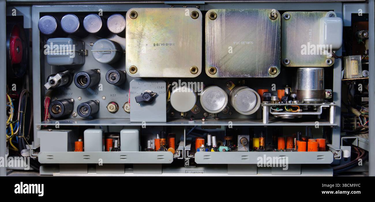 Vintage Electronics Panel: Complex and Tangled Circuit Panel with Aged ...