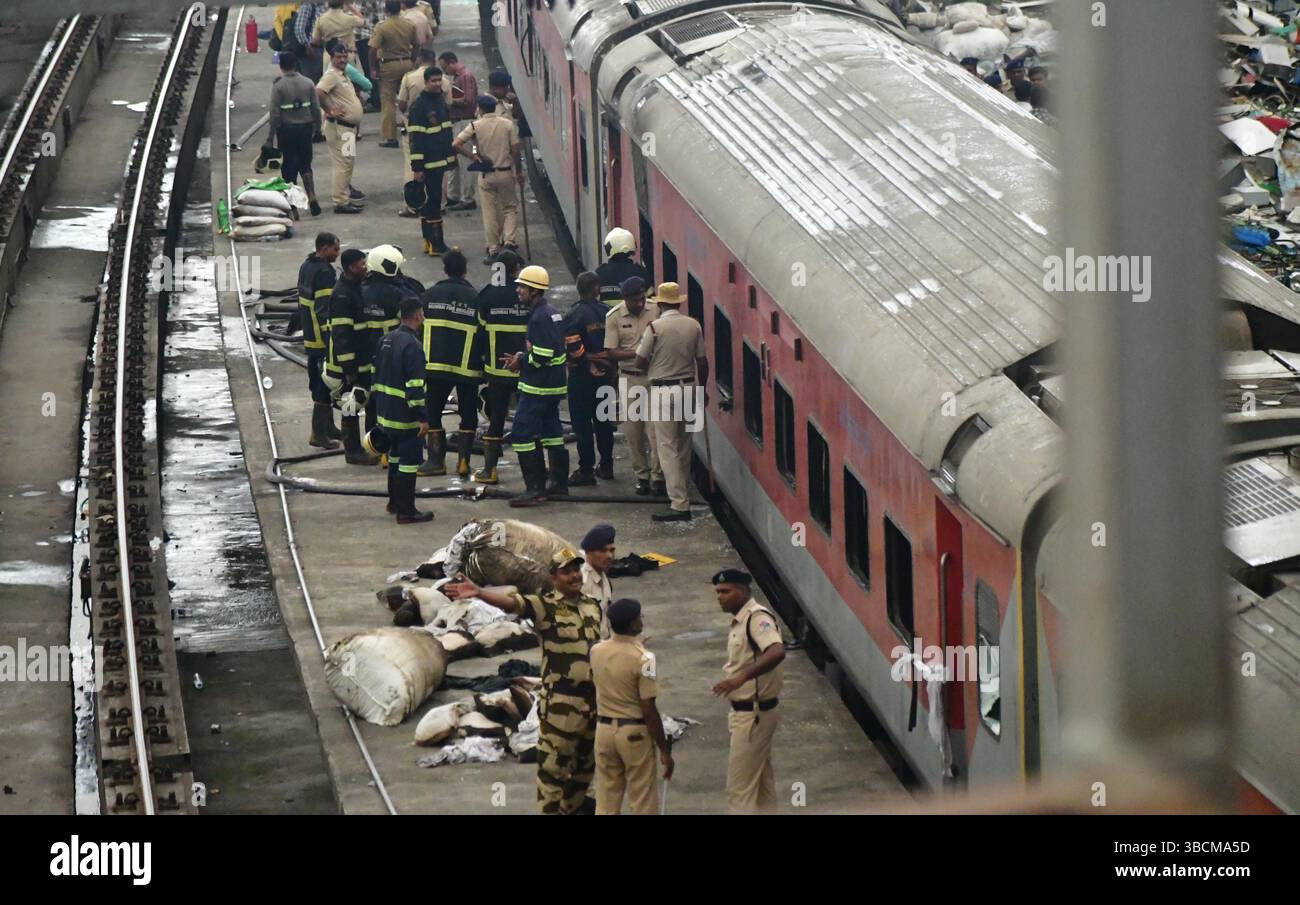 MUMBAI, INDIA - MAY 20: Firefighter doused the fire that broke out in a ...