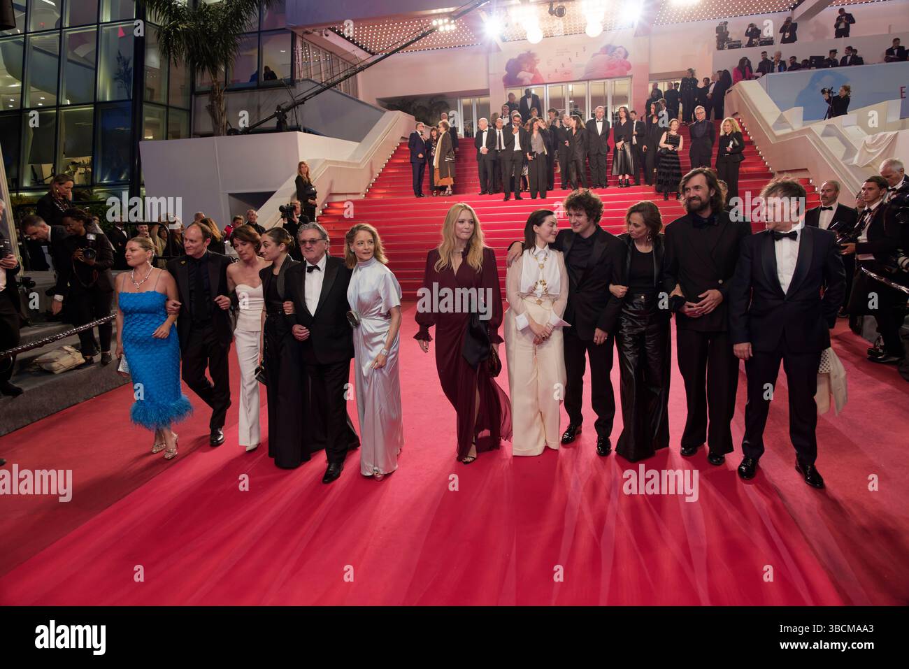 Cannes, France. 20th May, 2025. (L-R) Sophie Guillemin, a guest, Irene ...