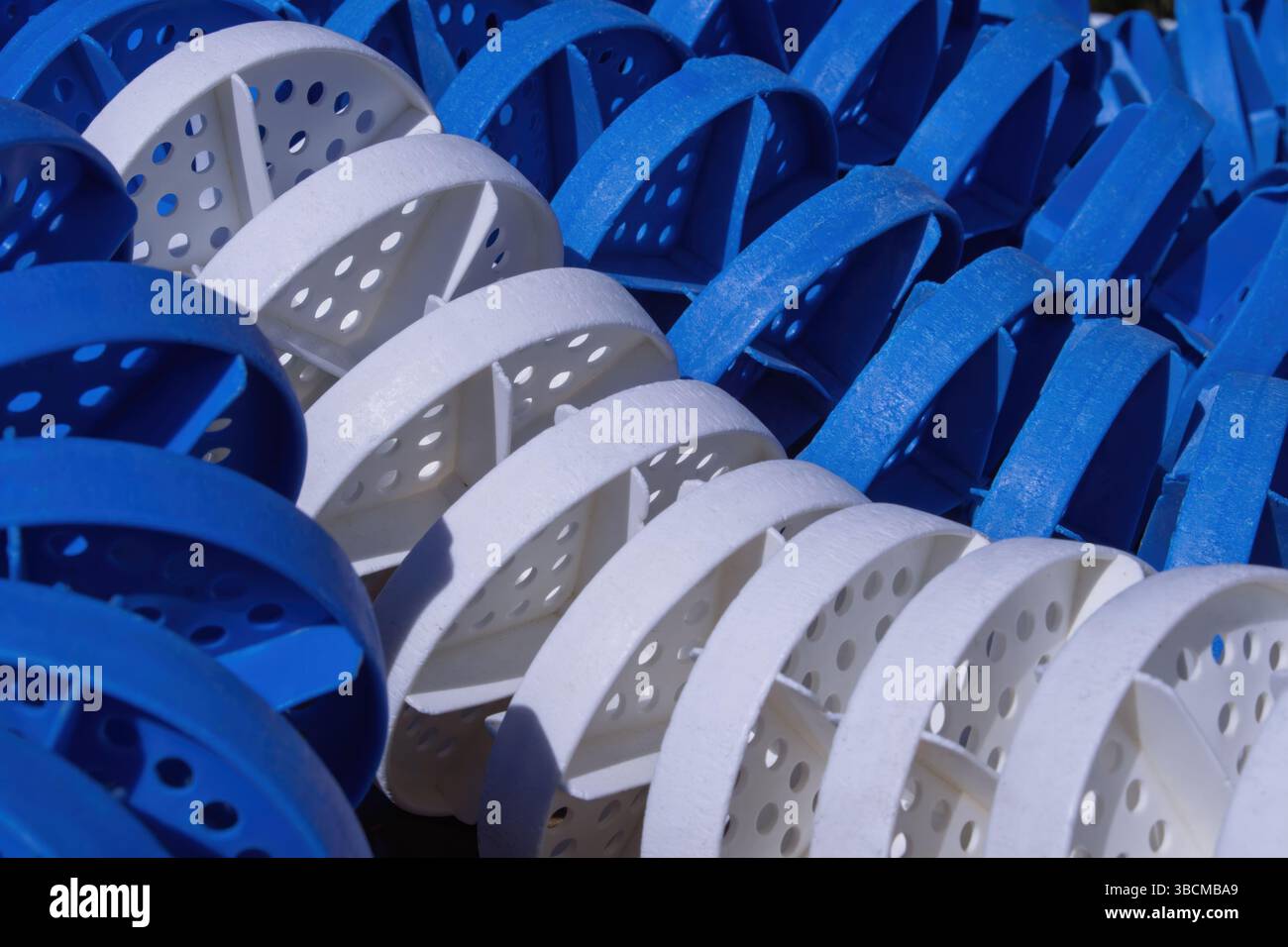 lane lines dividers, pool equipment, blue and white, stored outside by ...