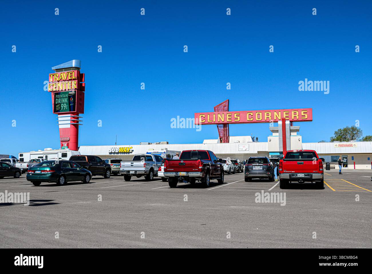 The word famous Clines Corners on Interstate 40 in New Mexico and US ...