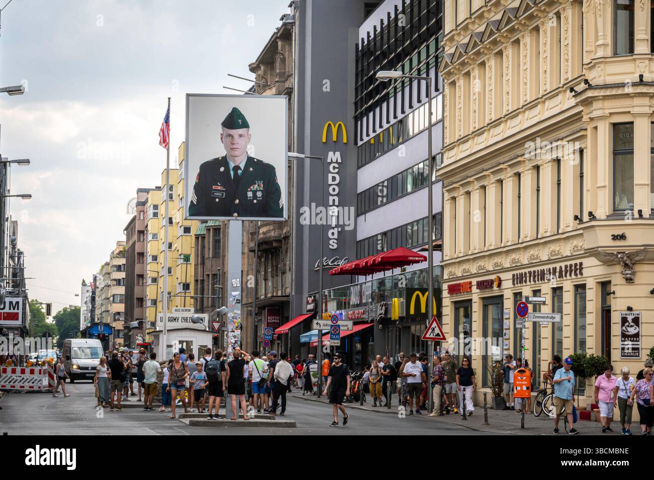 Berlin, Germany, 15.8.2022 - Checkpoint Charlie (or "Checkpoint C") was ...