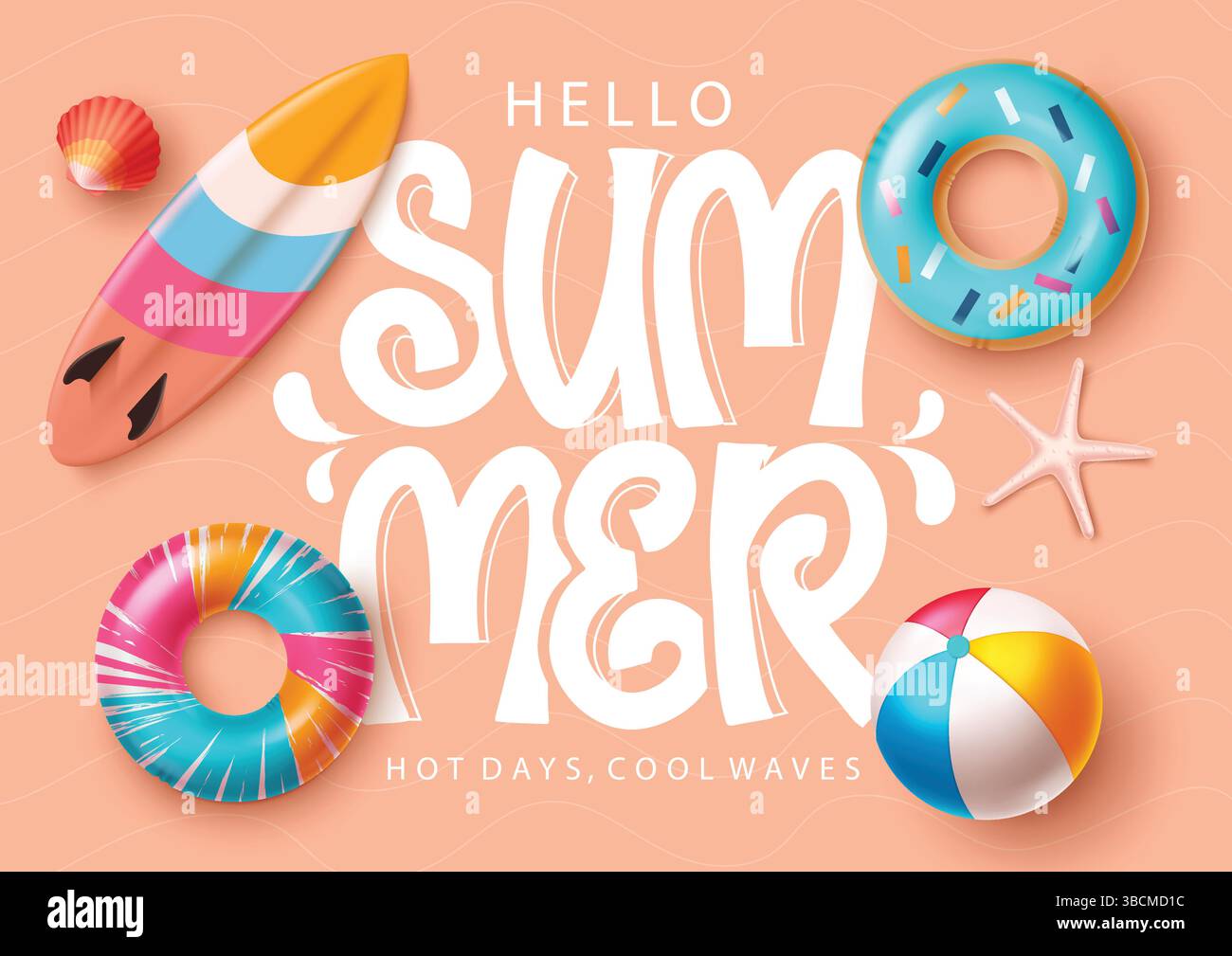 Hello summer background clipart banner design. Summer greeting text in brown background with ...